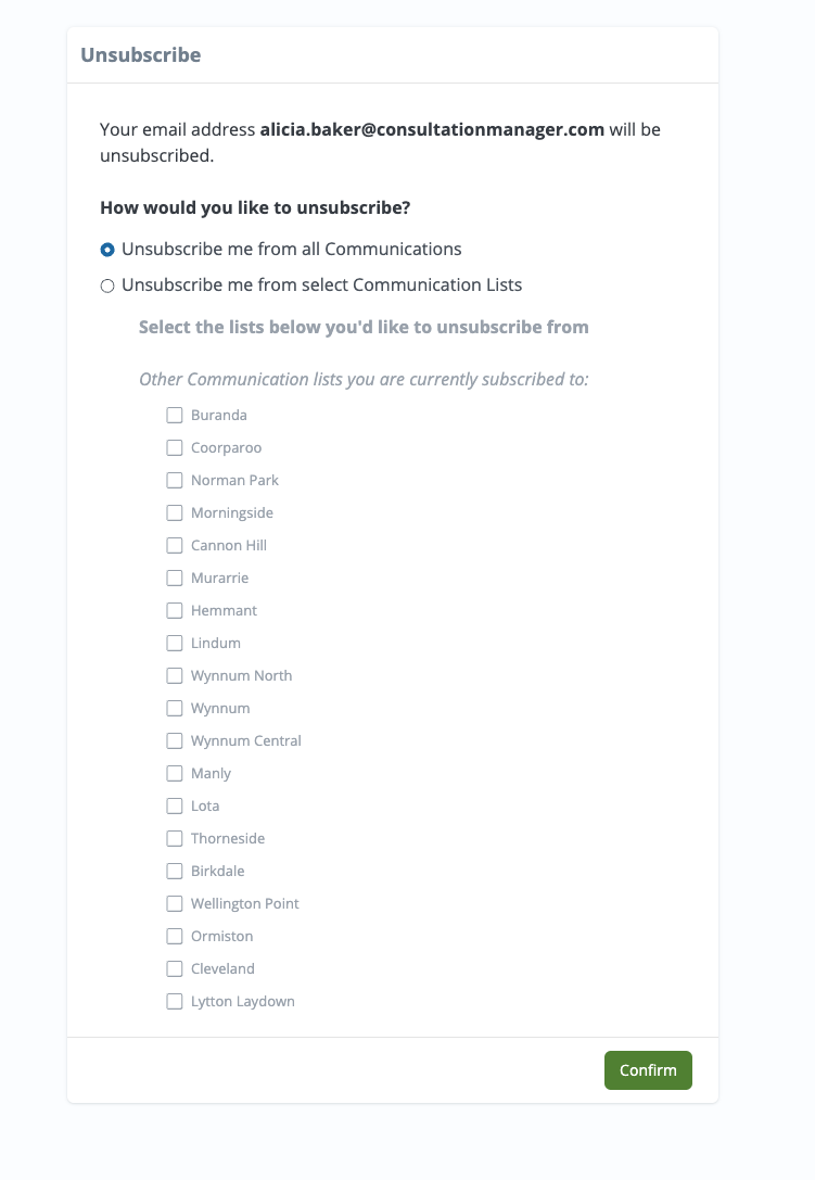 Distribution List Unsubscribes
